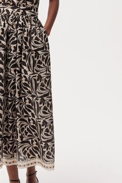 EXQUISE Chantal High Waist Zippered Midi Skirt