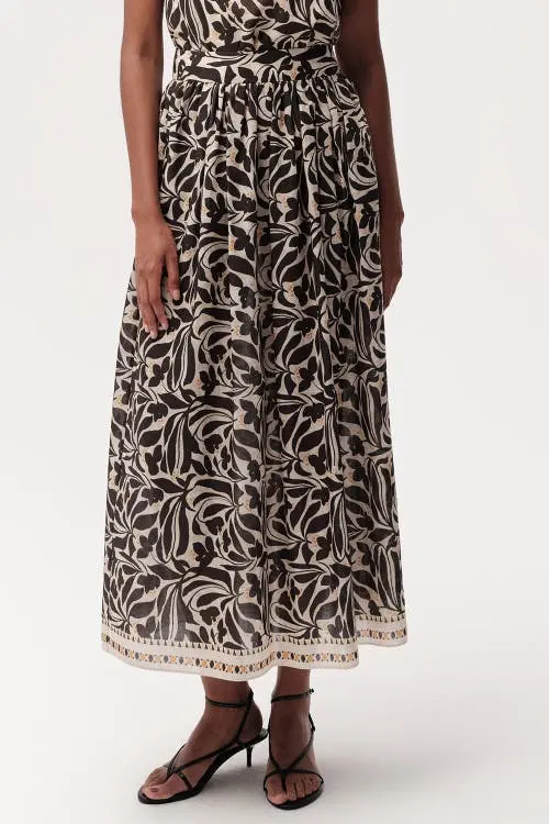 EXQUISE Chantal High Waist Zippered Midi Skirt