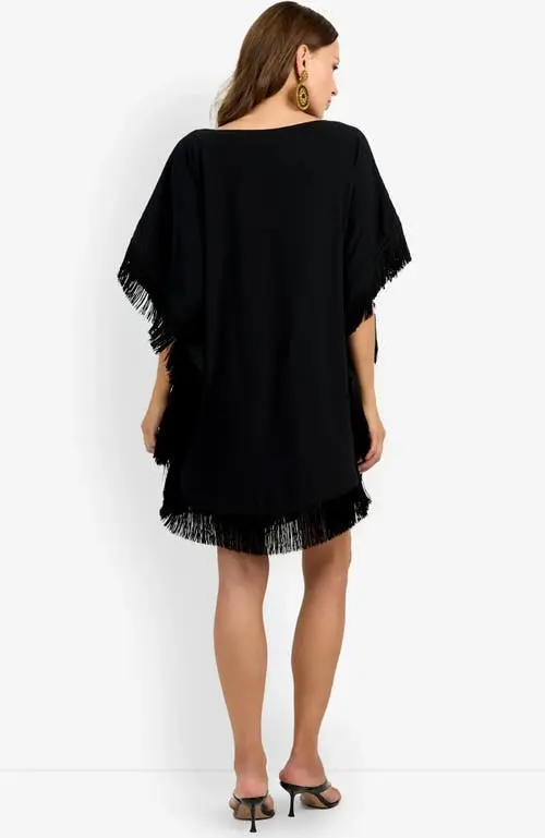 Trina Turk Mini Neena Fringe Kaftan Dress
