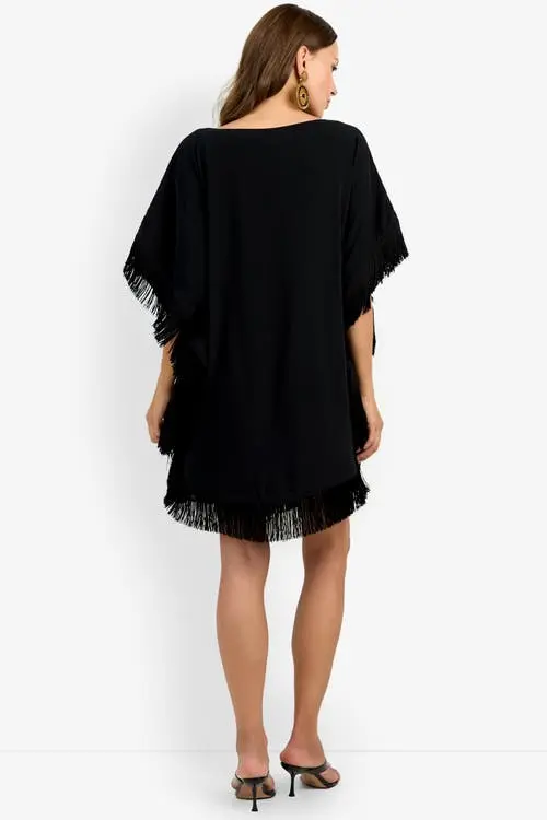 Trina Turk Mini Neena Fringe Kaftan Dress