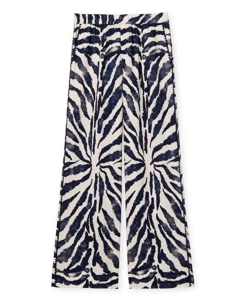 CARTOLINA Mia Wide-leg Printed Linen-viscose Trousers