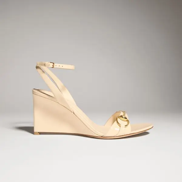 Gucci Leather Wedge Sandal With Horsebit Detail