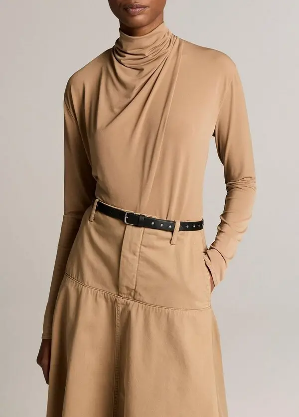 Vince Draped-neck Long-sleeve Top - Carmello