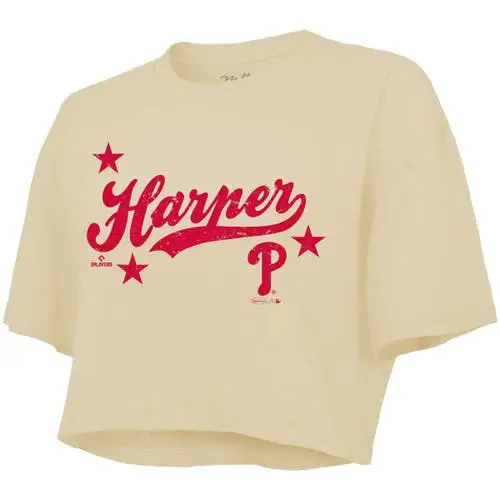 MAJESTIC THREADS Bryce Harper Philadelphia Phillies Boxy Crop Top