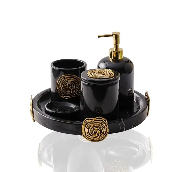 MARLETH Marble Bathroom Accessories Set – Five Piece Vanity Set