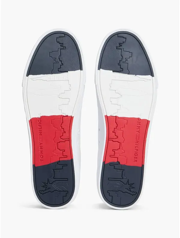 Tommy Hilfiger Signature Stripe Coated Leather Low Top Sneakers