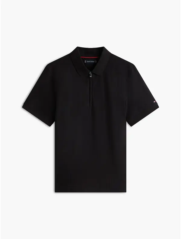 Tommy Hilfiger Regular Fit Quarter-zip Wicking Polo - Black