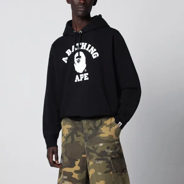 A BATHING APE Hoodie With Logo Print - Black