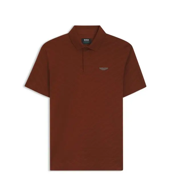 BOSS X Aston Martin Polo Shirt In Mercerized Cotton Jacquard - Brown