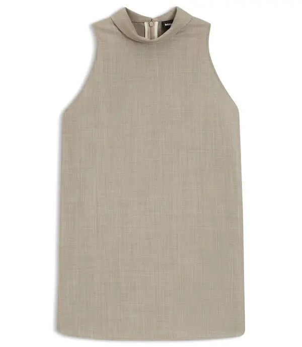 BOSS Sleeveless Tailored Blouse In Stretch Virgin Wool - White