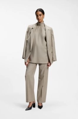 BOSS Sleeveless Tailored Blouse In Stretch Virgin Wool