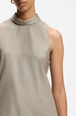 BOSS Sleeveless Tailored Blouse In Stretch Virgin Wool