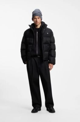 Hugo Water-repellent Puffer Jacket With Jacquard Check Pattern