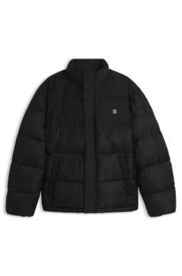 Hugo Water-repellent Puffer Jacket With Jacquard Check Pattern
