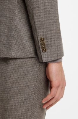 BOSS Patterned Slim-fit Suit In Italian Virgin Wool