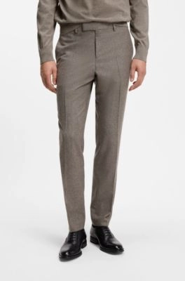 BOSS Patterned Slim-fit Suit In Italian Virgin Wool