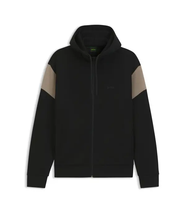 BOSS Regular-fit Zip-up Sweatshirt In Spacer Pique - Black