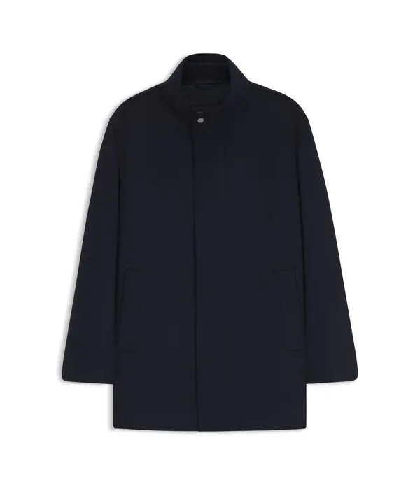 BOSS Formal Coat In Italian Fabric With A Stand Collar - Dark Blue