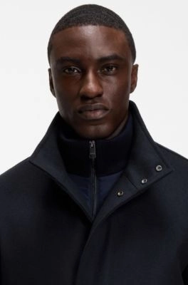 BOSS Formal Coat In Italian Fabric With Stand Collar