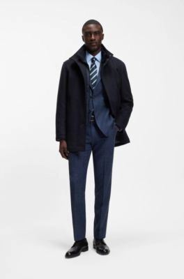 BOSS Formal Coat In Italian Fabric With Stand Collar