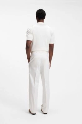 BOSS Relaxed-fit Stretch Cotton Pleated Trousers