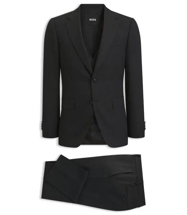 BOSS Micro-patterned Slim-fit Suit In Italian Virgin Wool