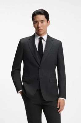 BOSS Micro-patterned Slim-fit Suit In Italian Virgin Wool