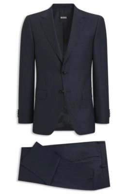 BOSS Two-piece Slim-fit Suit In Patterned Stretch Wool