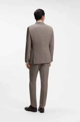 BOSS Micro-patterned Slim-fit Suit In Italian Virgin Wool