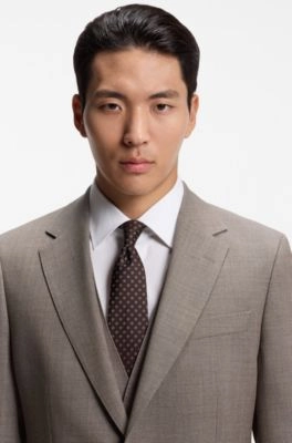 BOSS Micro-patterned Slim-fit Suit In Italian Virgin Wool