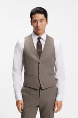 BOSS Micro-patterned Slim-fit Suit In Italian Virgin Wool