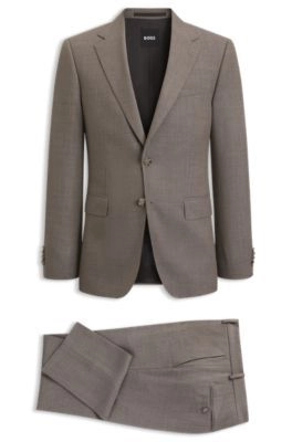 BOSS Micro-patterned Slim-fit Suit In Italian Virgin Wool