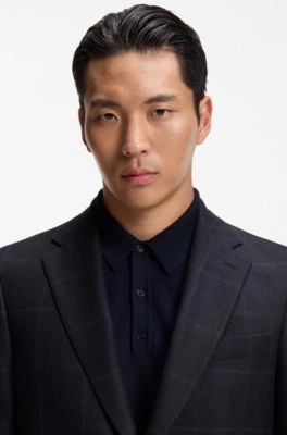 BOSS Slim-fit Blazer In Checked Virgin Wool