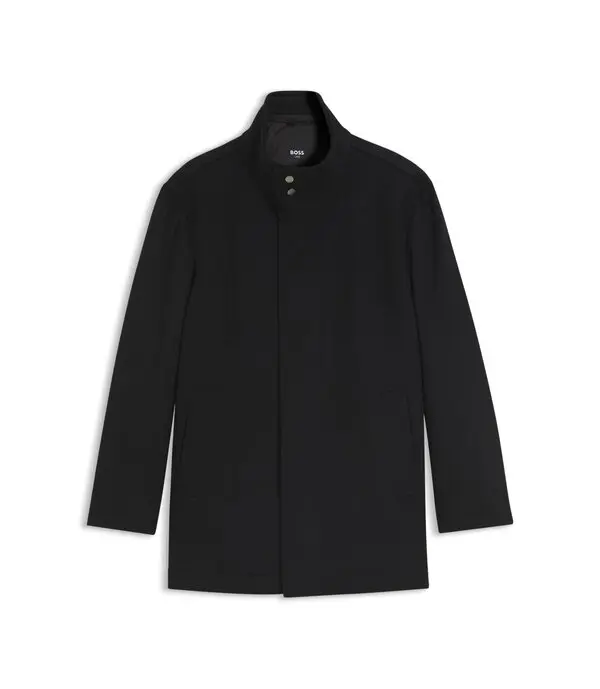 BOSS Formal Coat In Italian Fabric With A Stand Collar - Black