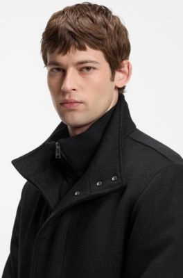 BOSS Formal Coat In Italian Fabric With Stand Collar