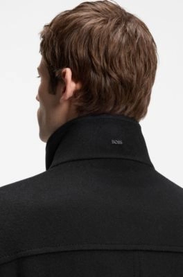 BOSS Formal Coat In Italian Fabric With Stand Collar