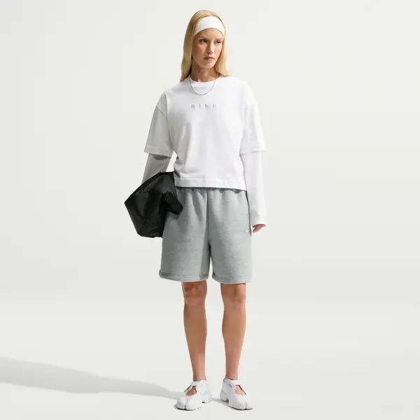Nike Studio Fleece Medium Weight Oversized High-rise Shorts - Grey