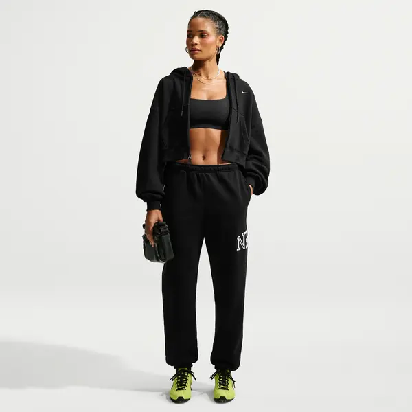 Nike Studio Fleece Medium Weight Oversized Cuffed Logo Pants - Black