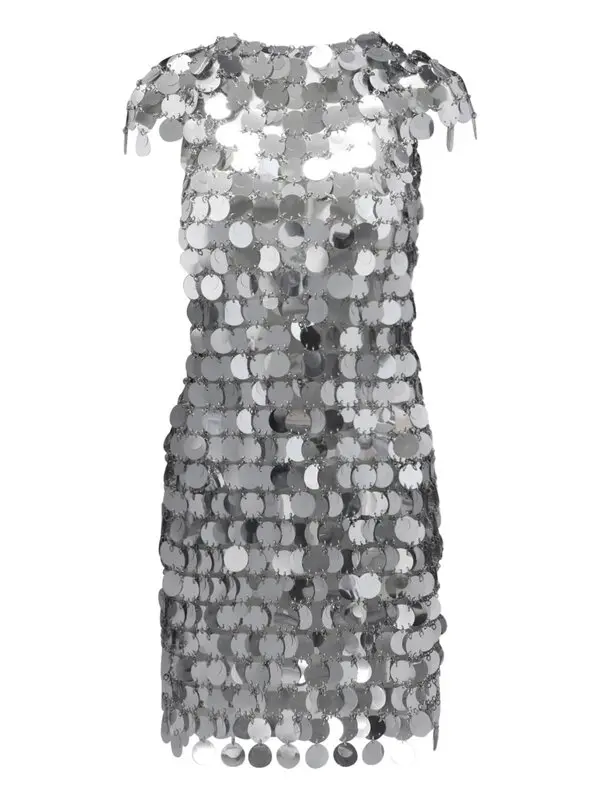 Rabanne Mini Sequins Dress - Silver