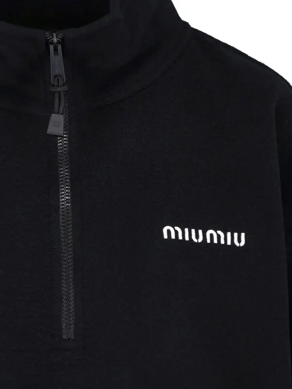 Miu Miu Fleece Logo Half-zip Sweatshirt