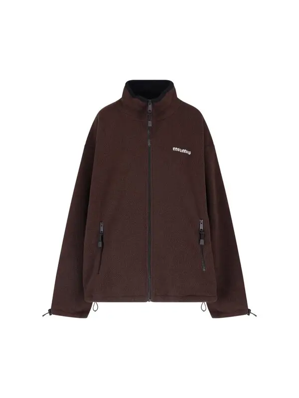 Miu Miu Fleece Logo Sweatshirt - Brown