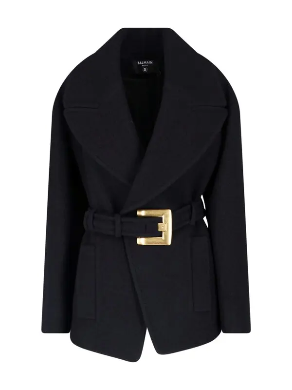 Balmain Virgin Wool Belt Coat