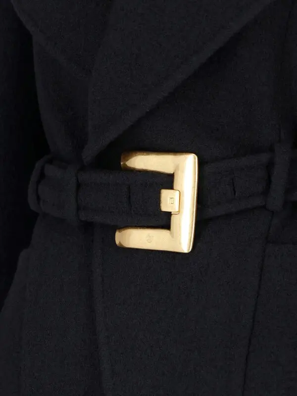 Balmain Virgin Wool Belt Coat