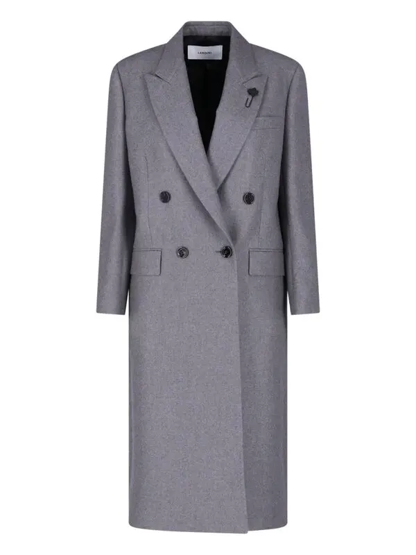 LARDINI Double-breasted Cashmere Coat - Gray