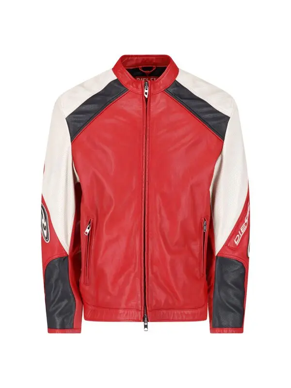 MAISON MARGIELA Diesel Leather Biker Jacket - Red
