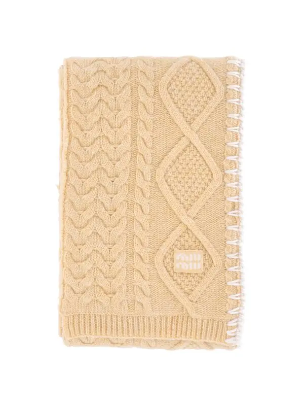 Miu Miu Virgin Wool And Cashmere Scarf - Cream