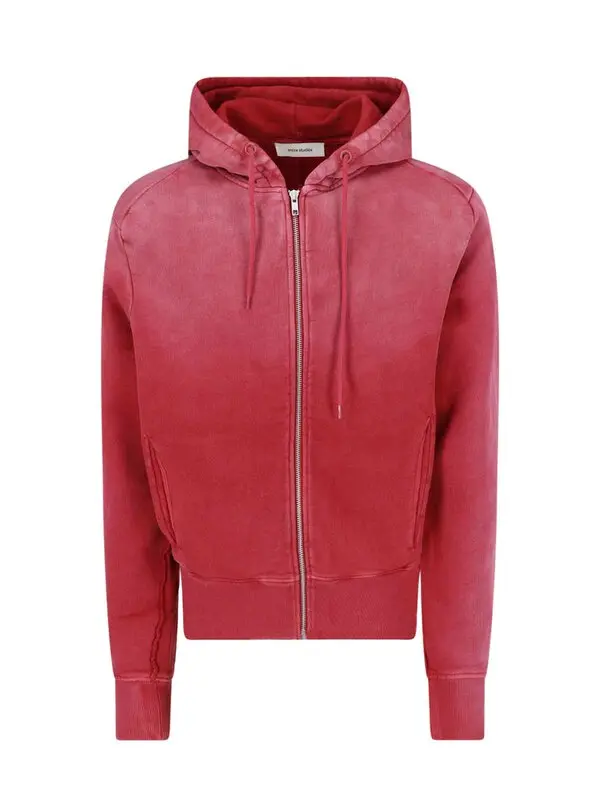 ENTIRE STUDIOS Miu Miu Cotton Zip Sweatshirt With High Collar And Logo - Red