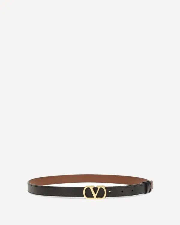 Valentino Garavani Smooth Leather Reversible Belt With Vlogo Signature Buckle