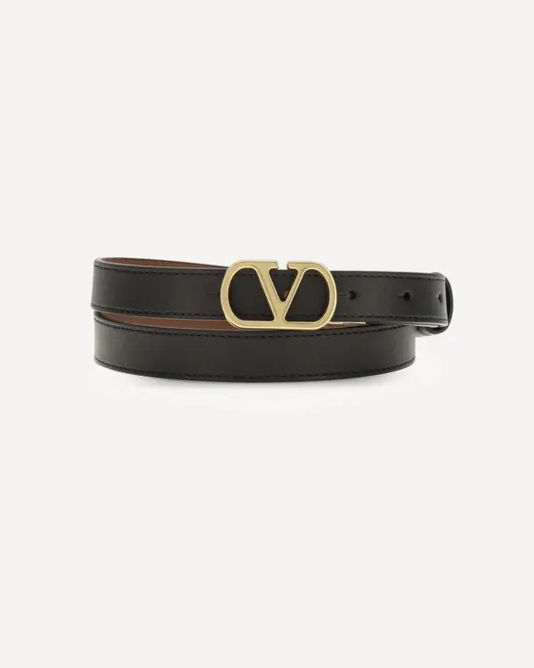 Valentino Garavani Smooth Leather Reversible Belt With Vlogo Signature Buckle