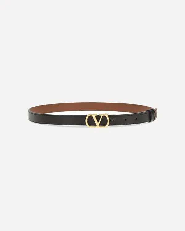 Valentino Garavani Smooth Leather Reversible Belt With Vlogo Signature Buckle